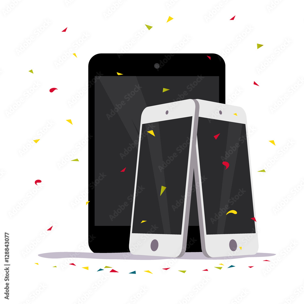 Vector flat smartphone and tablet isolated illustration. Cartoon style ...
