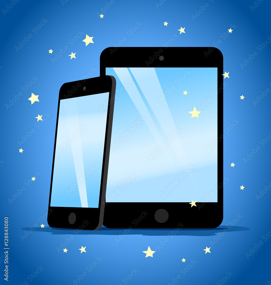 Vector flat smartphone and tablet isolated illustration. Cartoon style ...