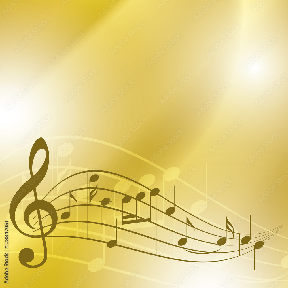 light yellow music background with notes - vector Stock Vector | Adobe ...