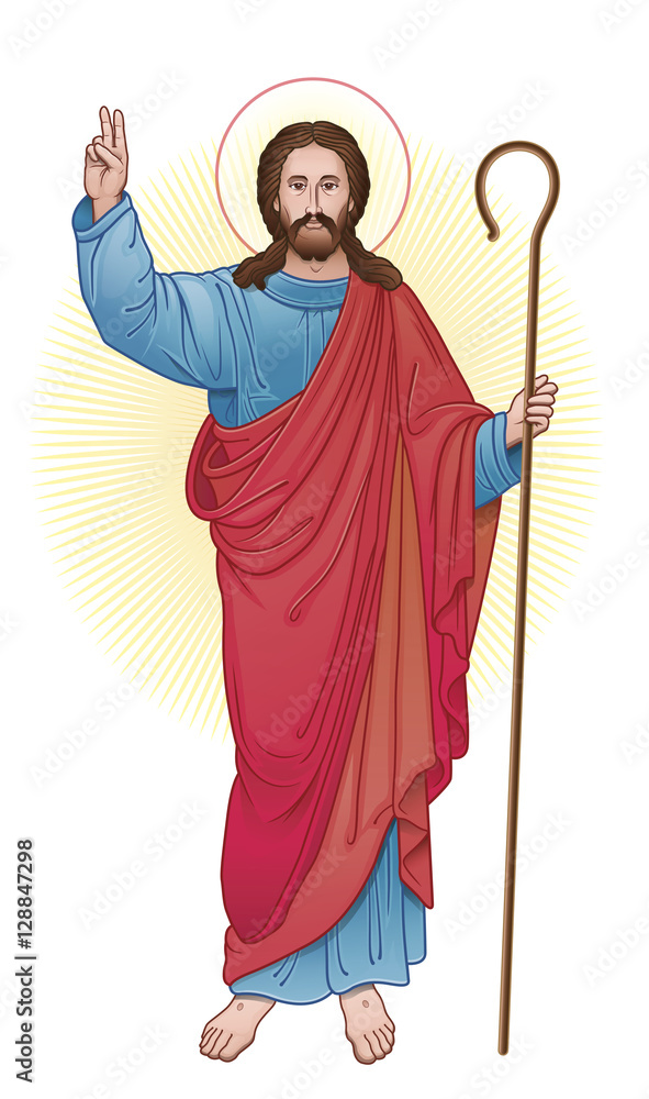 jesus christ with staff Stock Vector | Adobe Stock