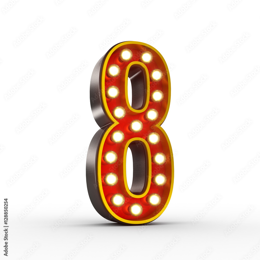 High quality 3D illustration of the number eight in vintage style with ...