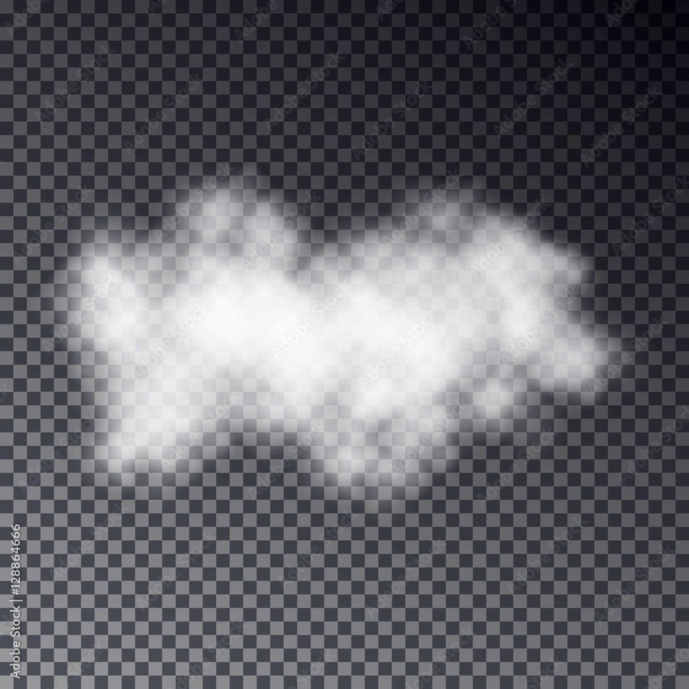 Transparent realistic cloud effect isolated on dark background. Stock ...