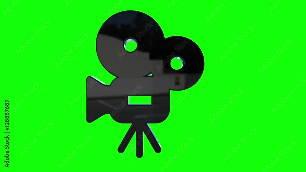 Movie camera logo rotate. Symbol for cinema, technology logotype ...