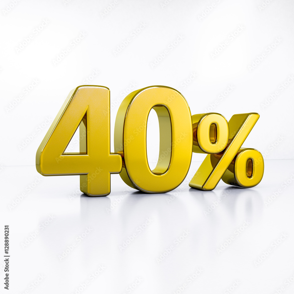 40 Percent Discount 3d Sign on White Background, Special Offer 40% ...
