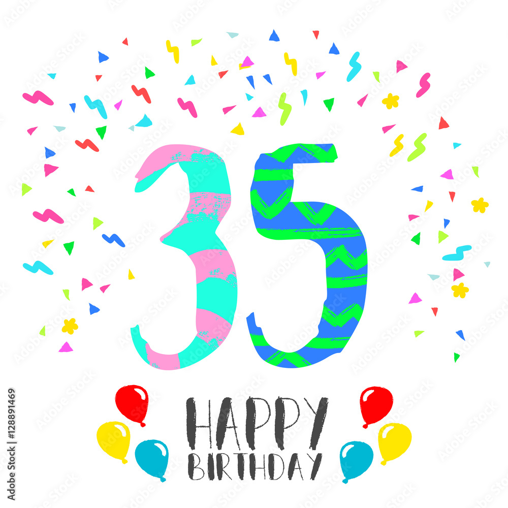 Happy Birthday for 35 year party invitation card Stock Vector | Adobe Stock