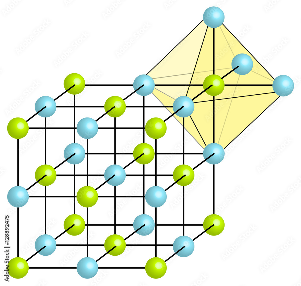 Kristallstruktur von NaCl - Natriumchlorid - kubisch flächenzentriert ...