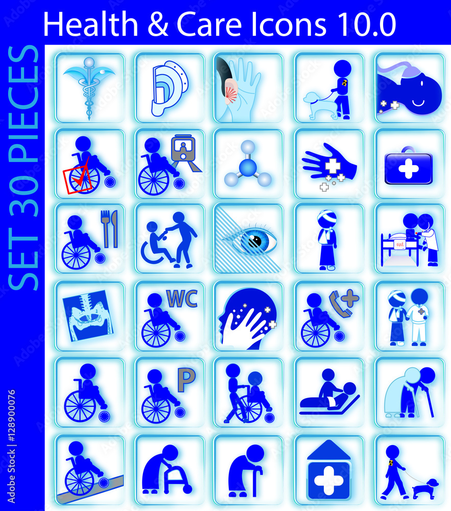 Health&Care Icon Set Stock Vector | Adobe Stock