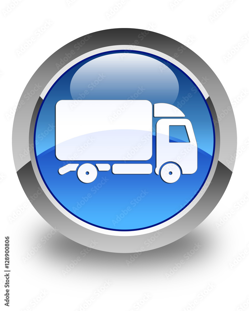 Truck icon glossy blue round button Stock Illustration | Adobe Stock