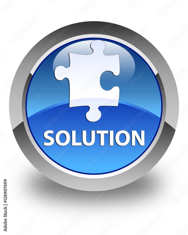 Solution (puzzle icon) glossy blue round button Stock-Illustration ...