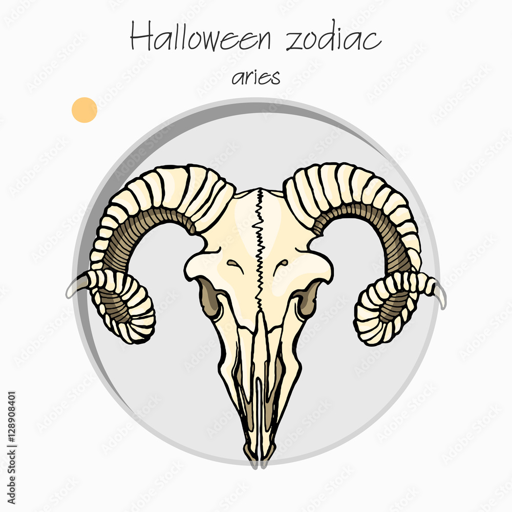 Colorful and funny halloween zodiac sign. Fire element. Stock Vector ...