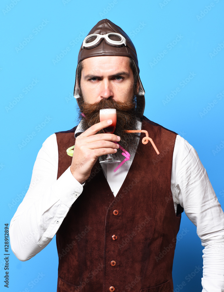 serious handsome bearded pilot Stock-Foto | Adobe Stock