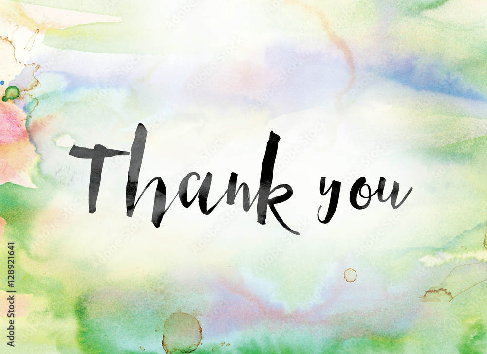 Thank you Colorful Watercolor and Ink Word Art Stock Illustration ...