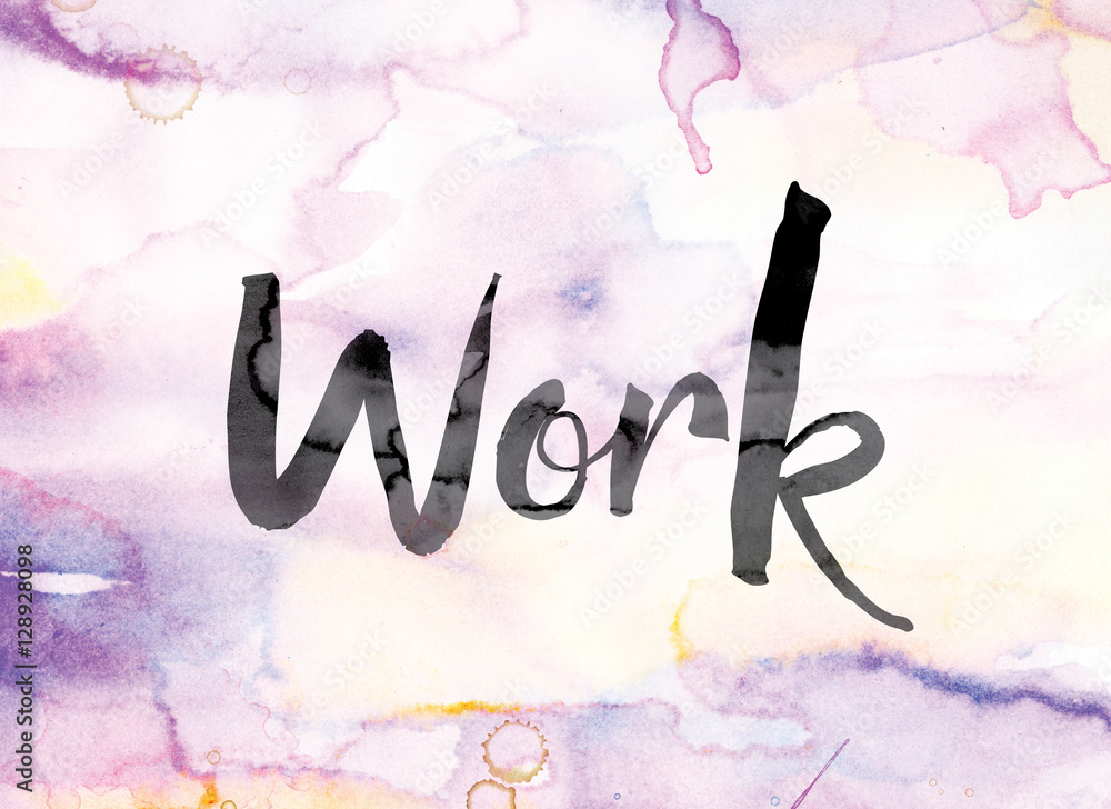 Work Colorful Watercolor and Ink Word Art Stock-Illustration | Adobe Stock