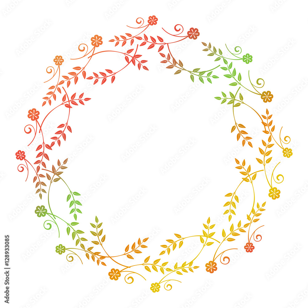 Beautiful round floral frame with gradient fill. Stock Illustration ...
