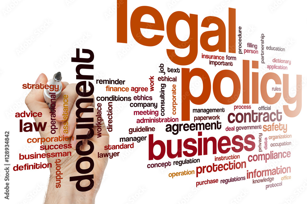 Foto Stock Legal policy word cloud | Adobe Stock
