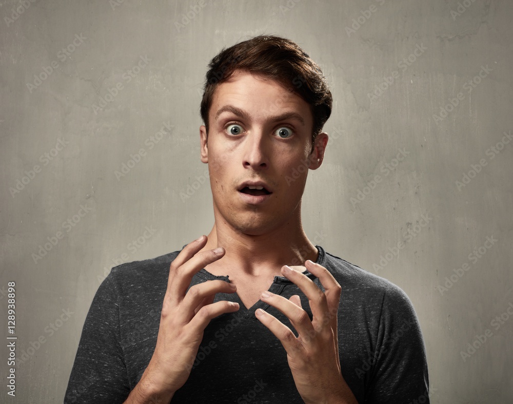 Shocked man face. Stock Photo | Adobe Stock