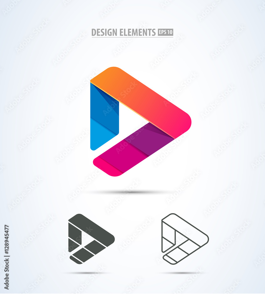 Vector play logo icon. Video application icon design template. Music ...