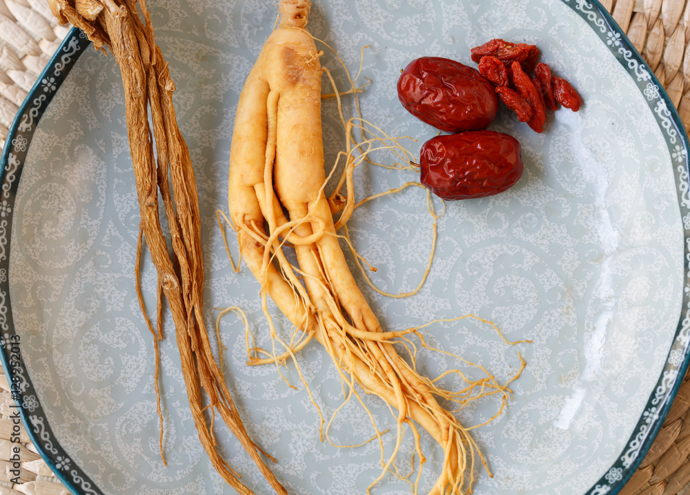 Chinese medicinal herbs, ginseng Stock Photo | Adobe Stock
