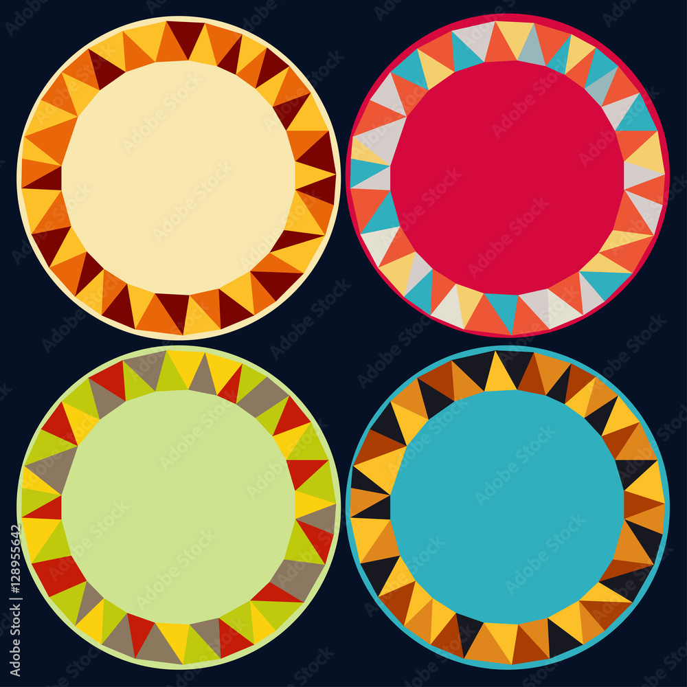 Colorful triangle frames set design on dark background | mosaic ...