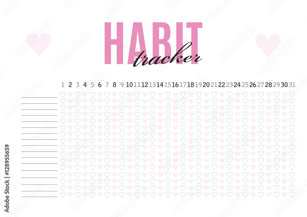 Monthly planer habit tracker blank template Stock Vector | Adobe Stock
