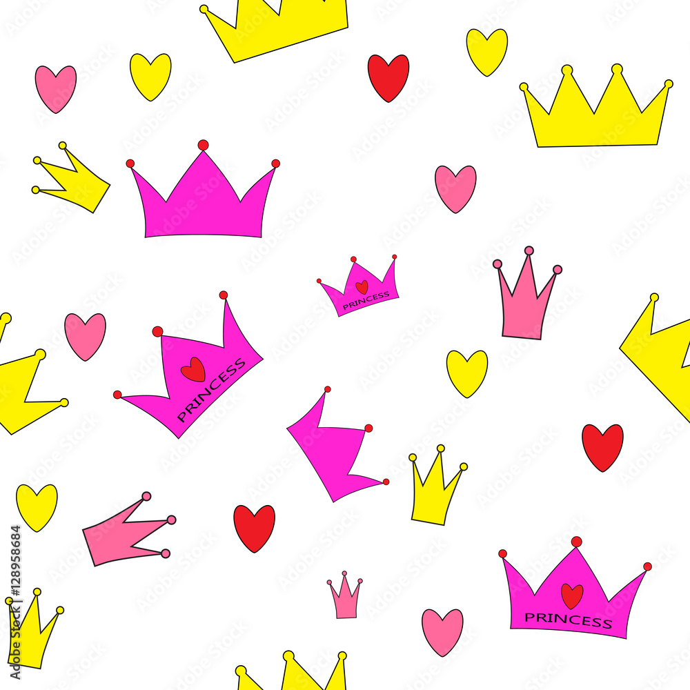 Princess Seamless Pattern Background Vector Illustration Stock Vector ...