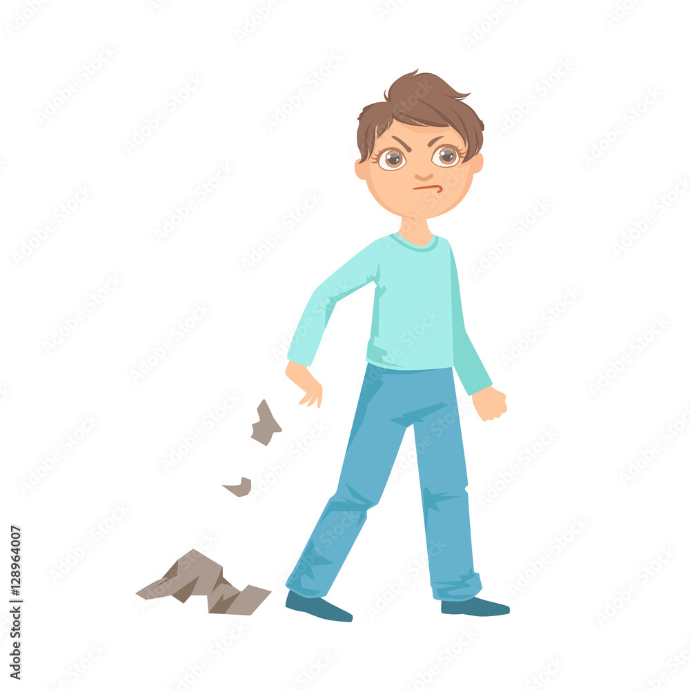 Boy Littering Teenage Bully Demonstrating Mischievous Uncontrollable ...