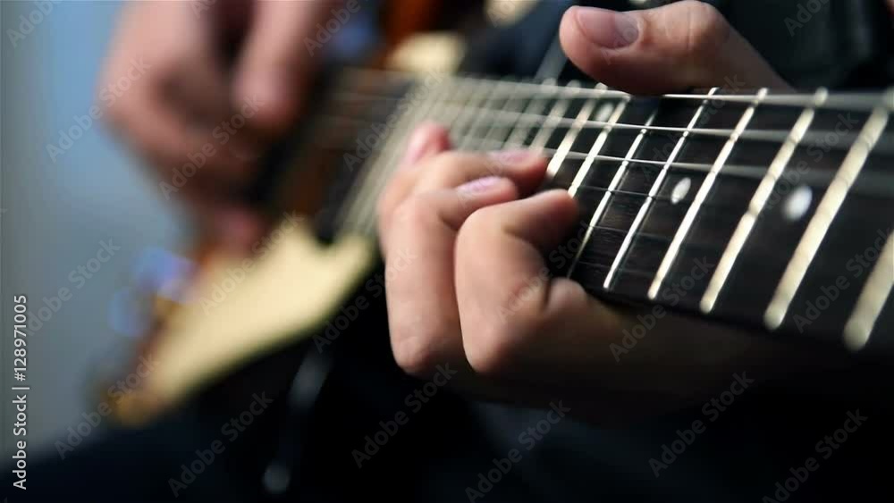 Professional Guitarist Playing Rock Solos An Electric Guitar Stock ...