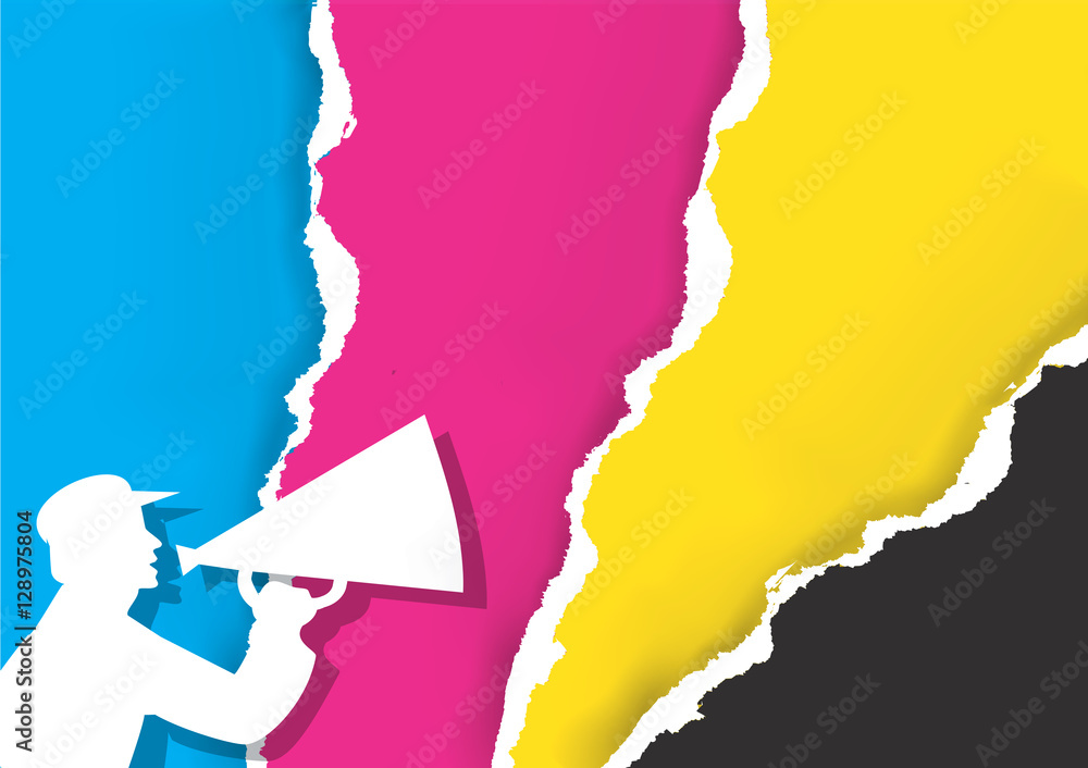 Color printing infographic paper background. Colorful Ripped paper with ...