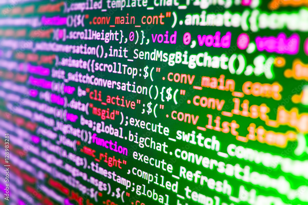 Programmer developer screen. Abstract source code background. Digital ...