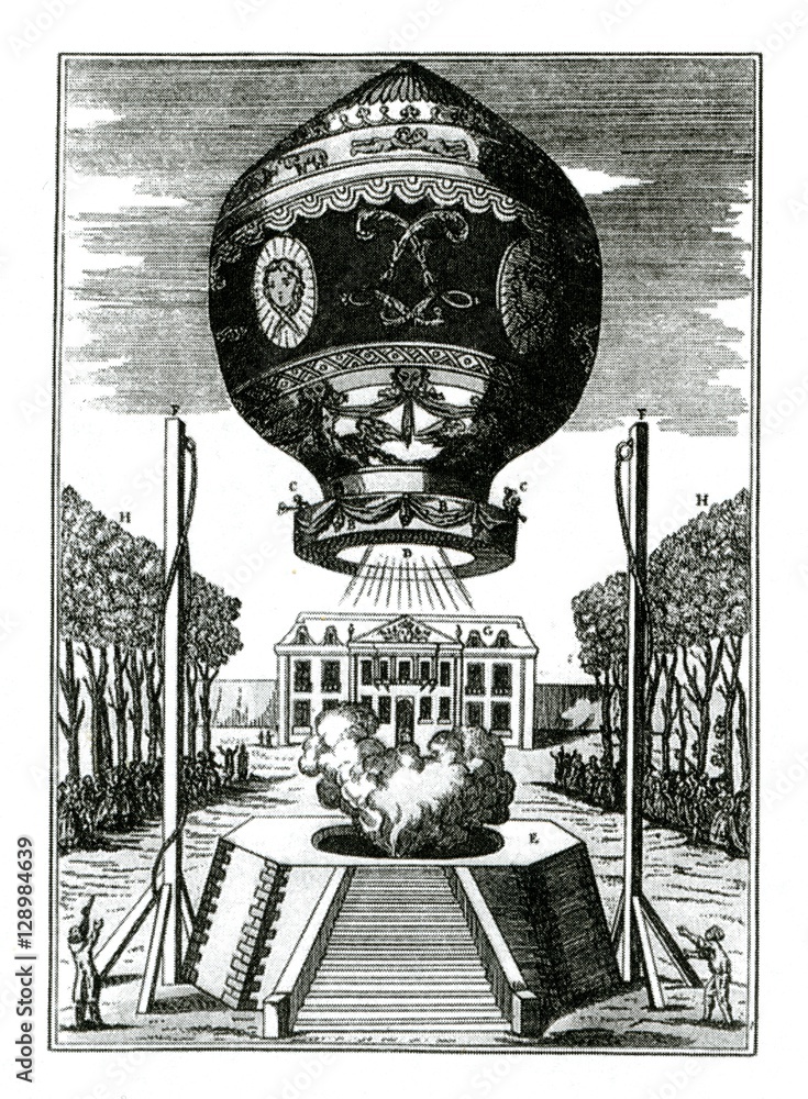 First flight of hot air ballon of brothers Joseph Michel and Jacques ...