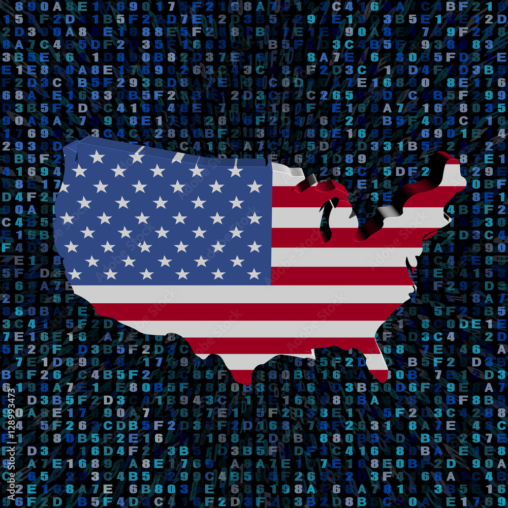 USA map flag on hex code illustration ilustración de Stock | Adobe Stock