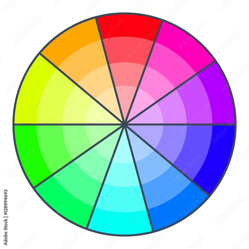 Color wheel with shades icon. Cartoon illustration of color wheel with ...