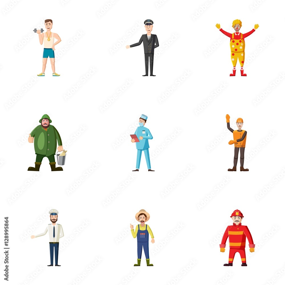 Activities icons set. Cartoon illustration of 9 activities vector icons ...