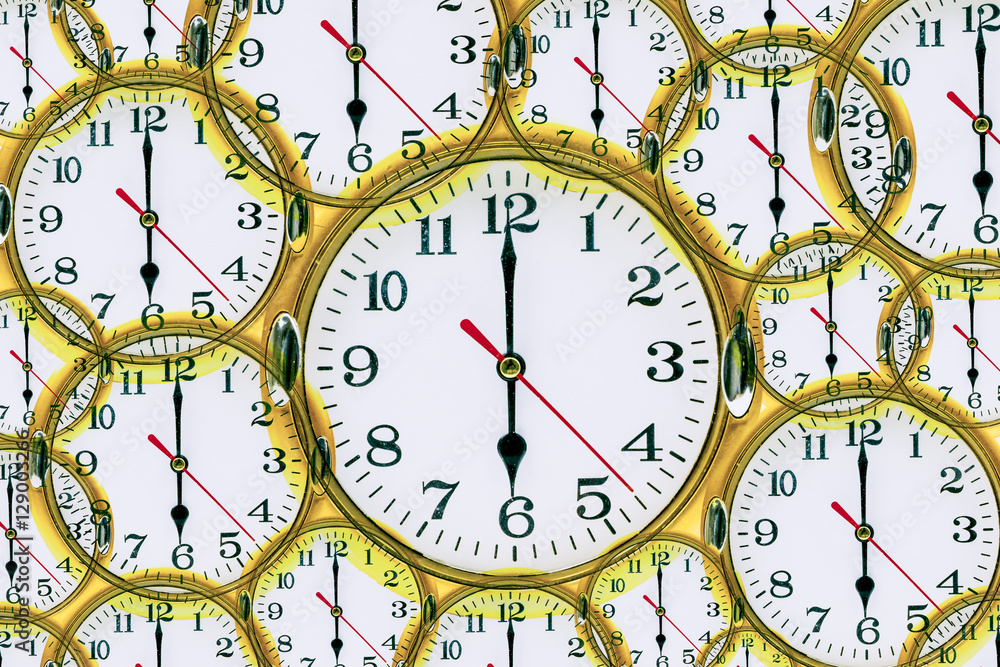 Abstract clock showing 6:00 am or pm. Stock Photo | Adobe Stock