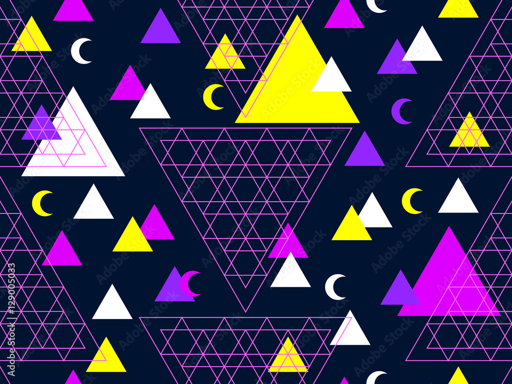 Geometric seamless pattern for fashion. Hipster Memphis style for ...