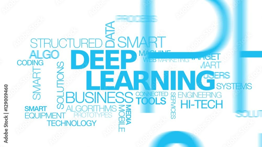Deep learning data mining words text tag cloud white background Stock ...
