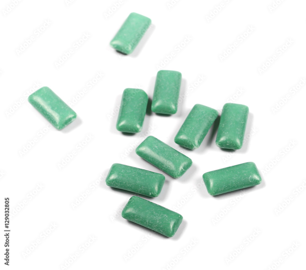 green chewing gum isolated on white Stock Photo | Adobe Stock