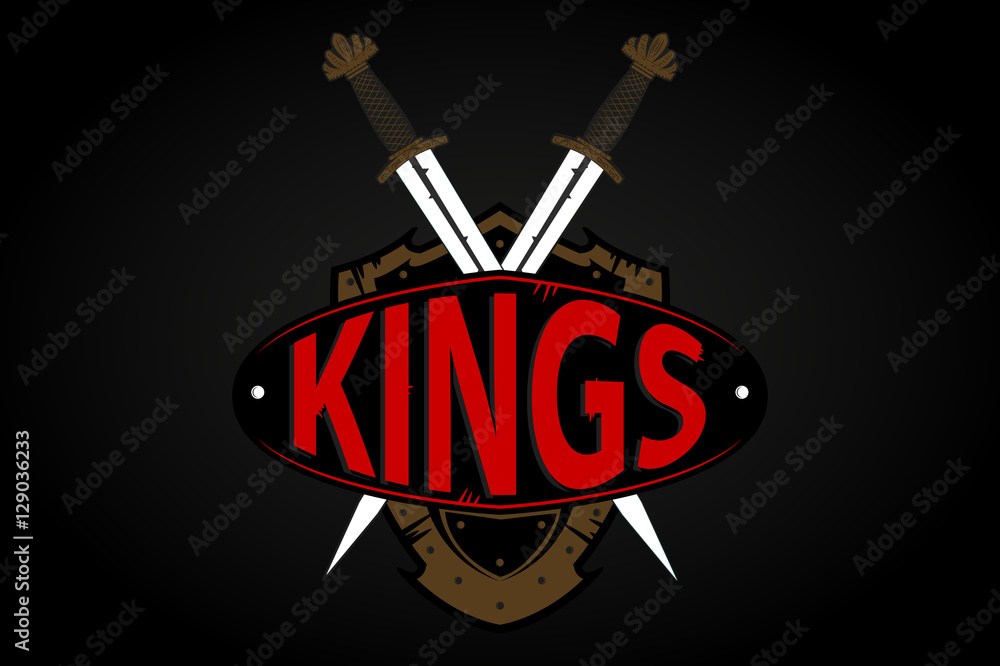 universal emblem, shield and sword, kings. Logo, icon. Stock Vector ...