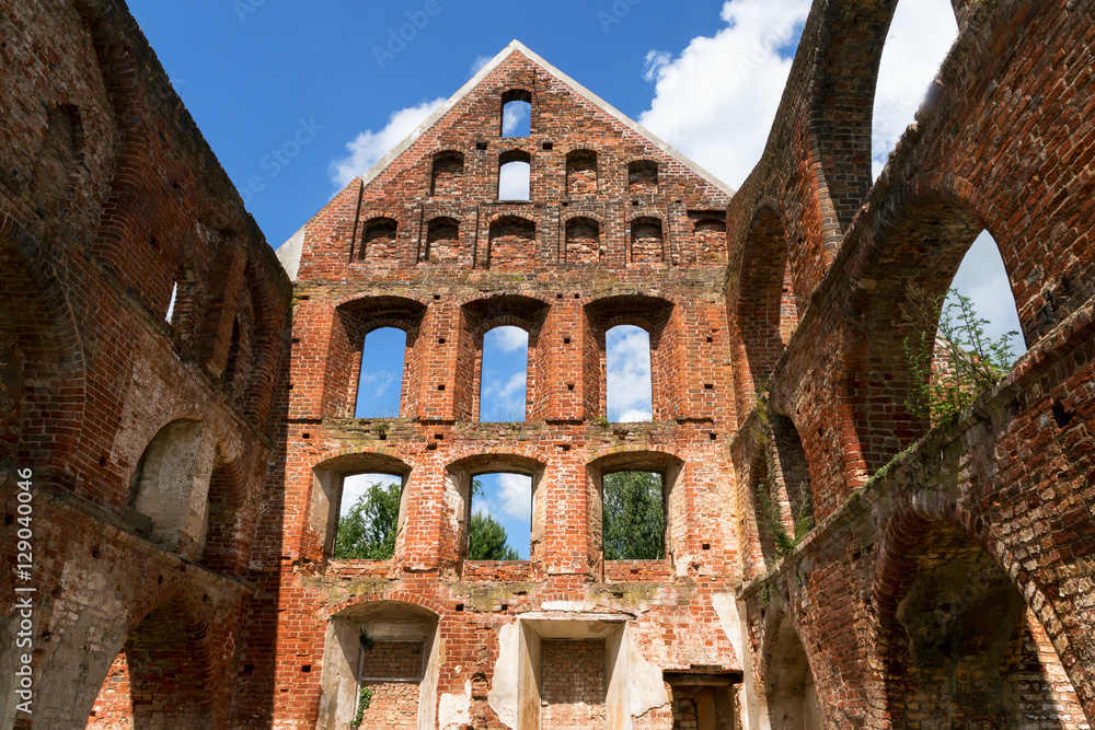 inside the monastery ruin from brick masonry in Bad Doberan, northern ...