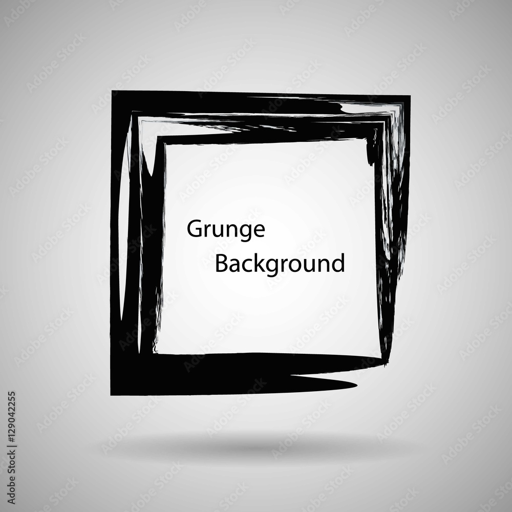 Hand drawn square shape. Label, logo design element. Black frame ...