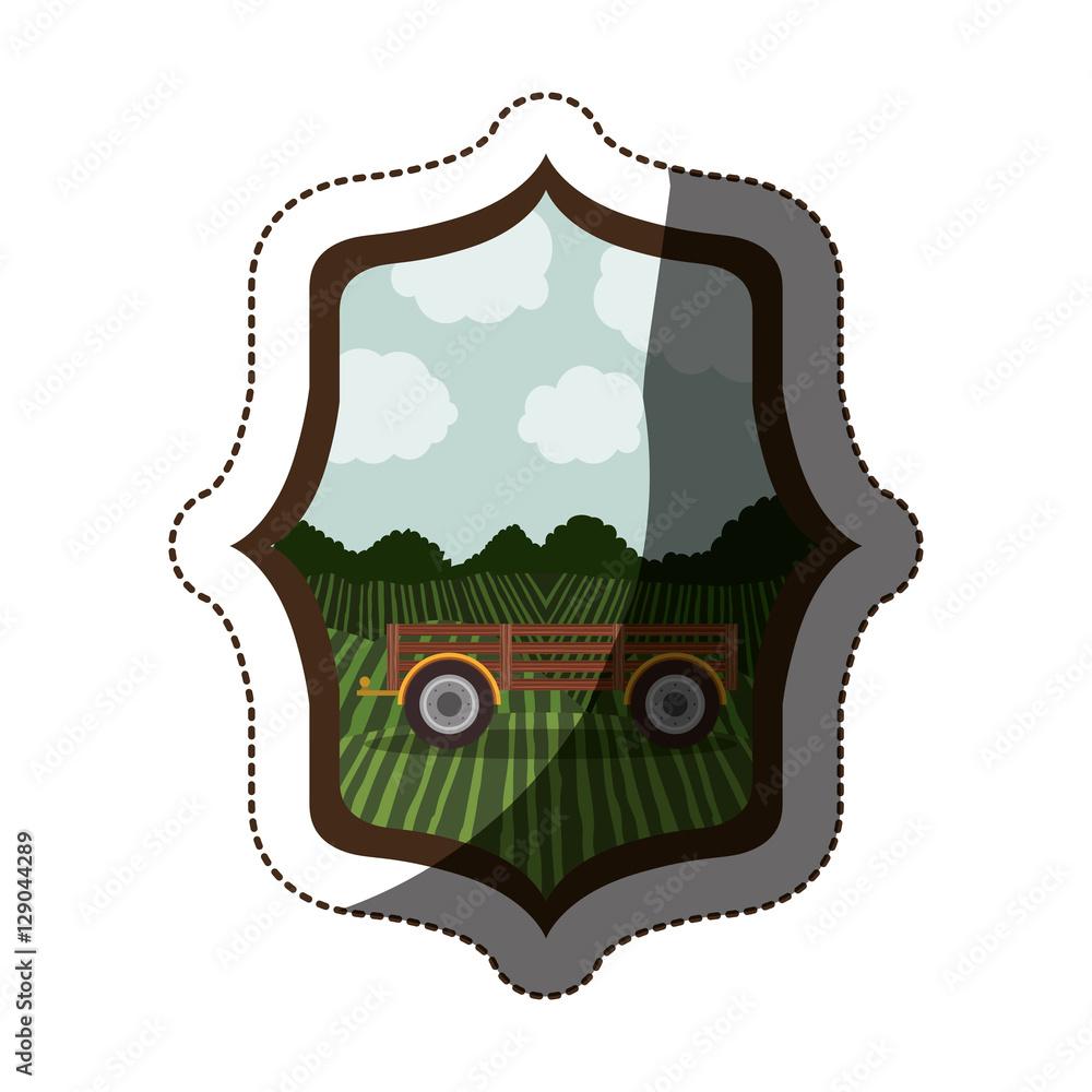 Cart vehicle icon. Machine tool instrument farm and agriculture theme ...