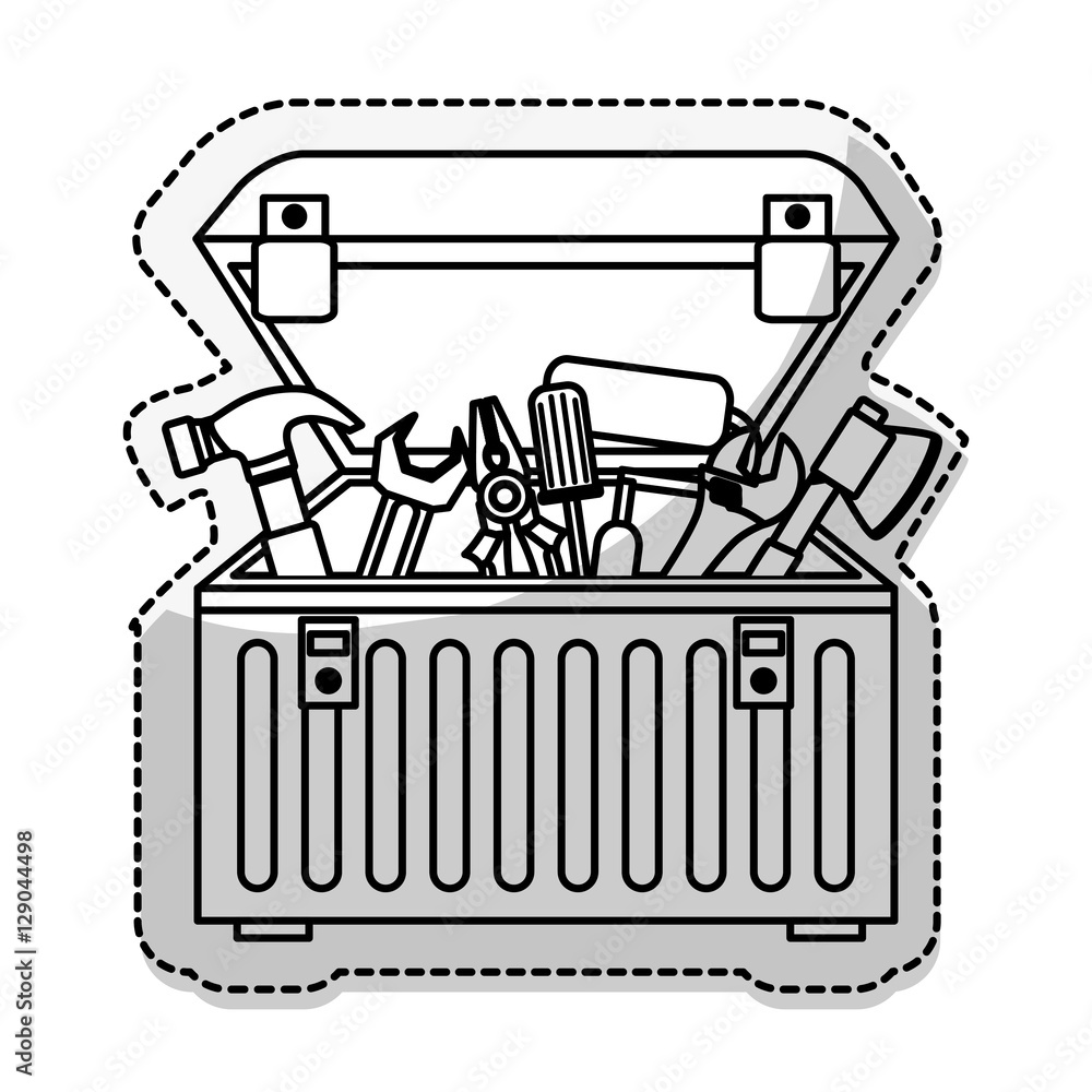 silhouette of tool box over white background. repairs tools design ...
