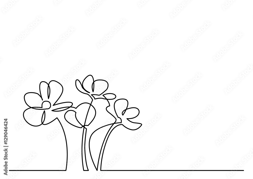 continuous line drawing of beautiful flowers Stock Vector | Adobe Stock