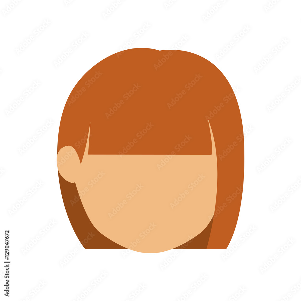Girl head icon. Female avatar person people and human theme. Isolated ...