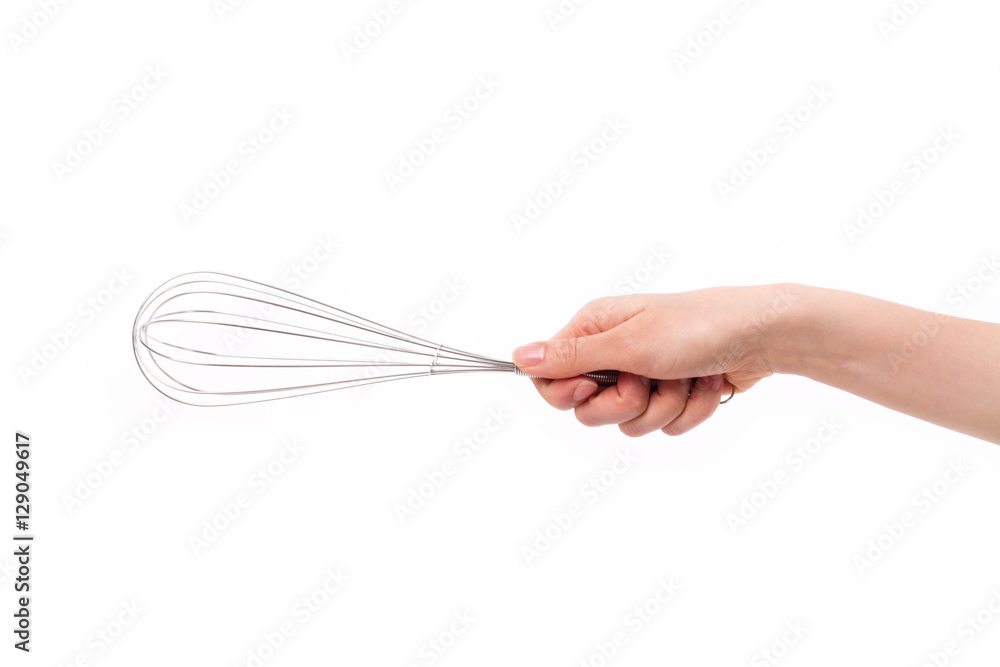 baker or chef hand holding whisker, kitchen utensil Stock Photo | Adobe ...