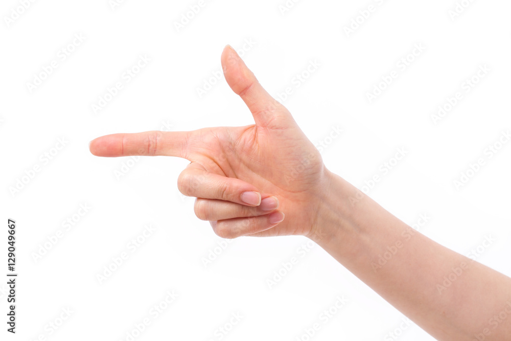 hand pointing to side way Stock Photo | Adobe Stock