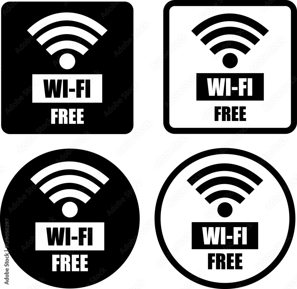Free wifi circle and square sign. Wifi symbol. Wireless Network icon ...