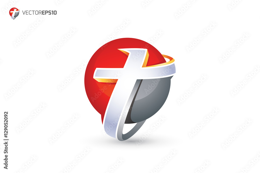 Abstract Letter T Logo - 3D Sphere Logo Stock Vector | Adobe Stock