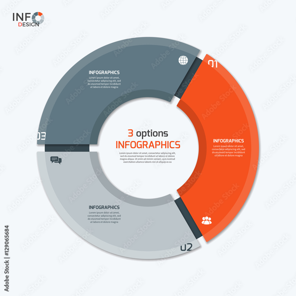 Vector circle chart infographic template with 3 options Stock Vector ...