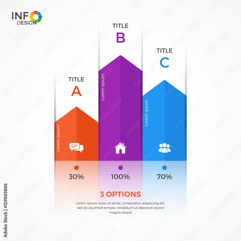 Column chart infographic template with 3 options Stock Vector | Adobe Stock